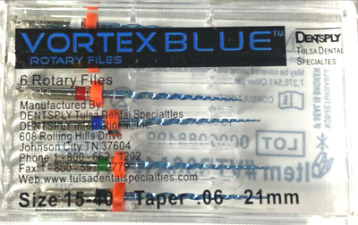 Dentsply Tulsa Dental Vortex Blue Taper rotary files 21mm or 25mm .06 ...