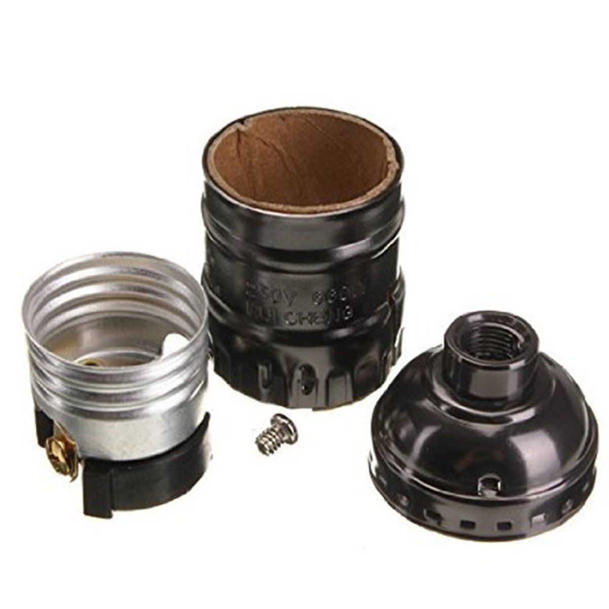 Vintage Style Black Chrome Light Base Socket - uses standard light bulb ...