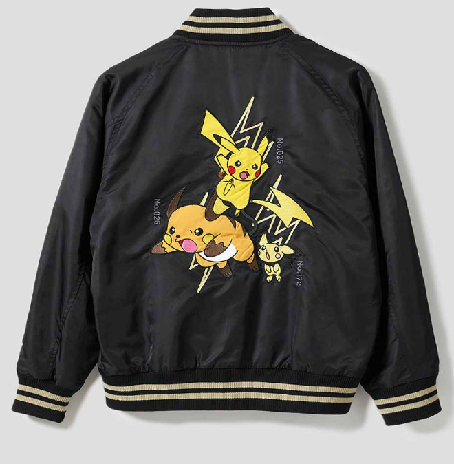 PSL graniph x Pokemon Pikachu, Raicyu & Pichu Bomber Jacket Black New ...