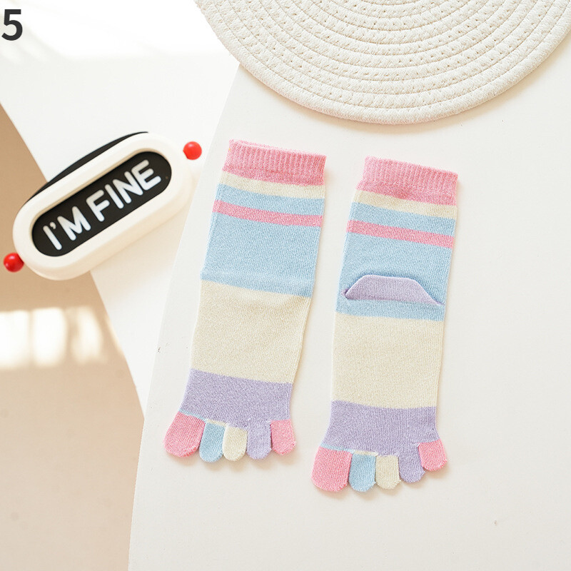 2 Pairs Children's Kid Striped Five Finger Toe Socks Toes Separated ...