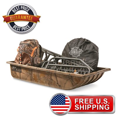 Camo Jet Sled 1 W/ SWB3 Sled Wear Bars Tow Rope Shappell Hunt Ice Fish ...