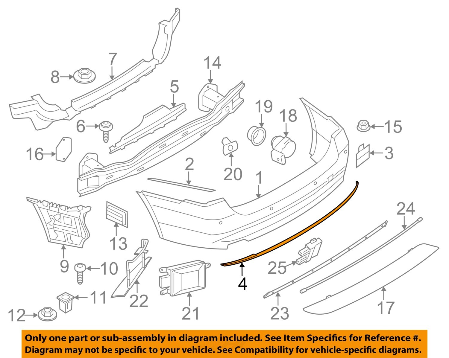 Genuine+BMW+428i+Rear+Bumper+Molding+Decorative+Strip+51127294812 for ...