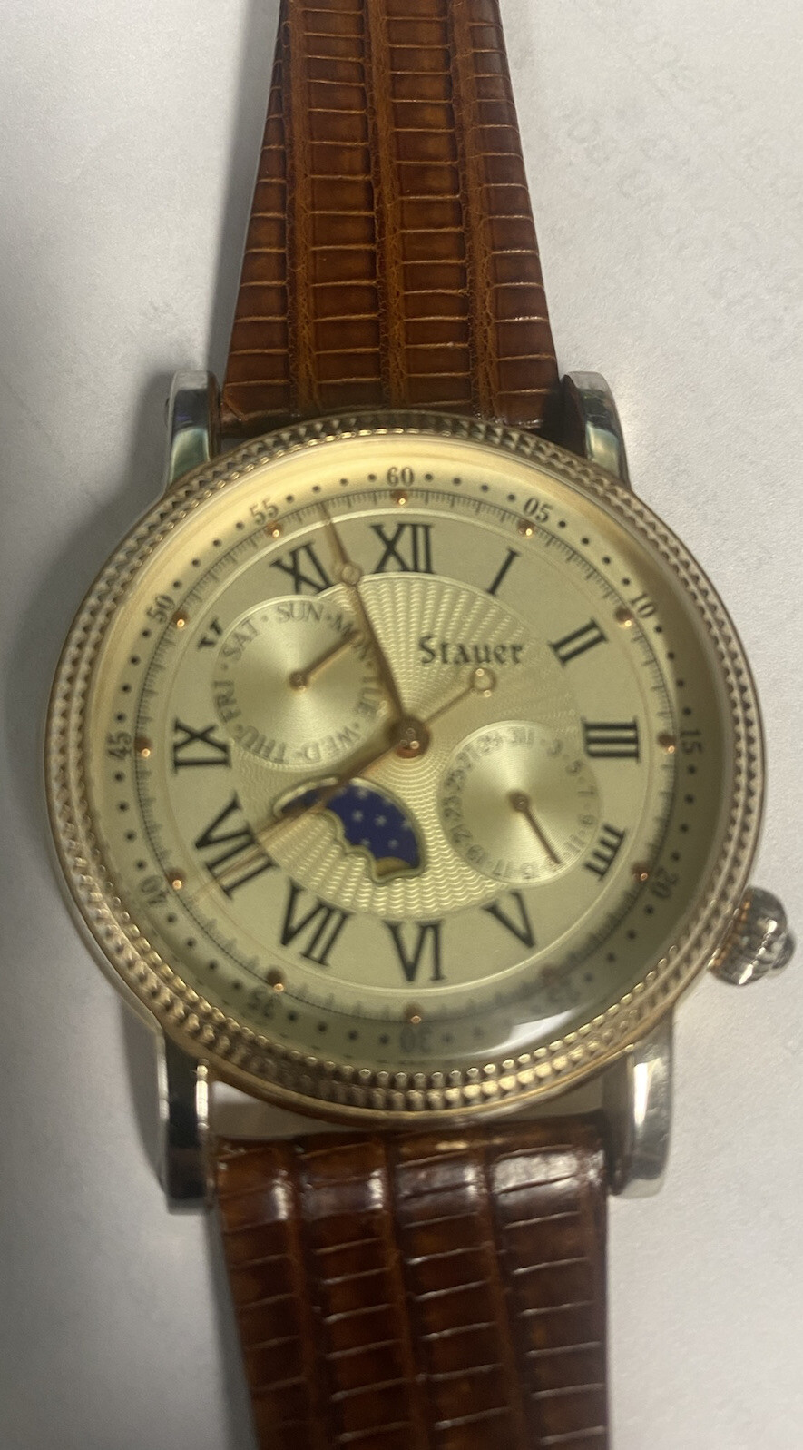 Stauer Men's Rose Gold Dial Maroon Lizard Strap Quartz Watch 20390 | eBay