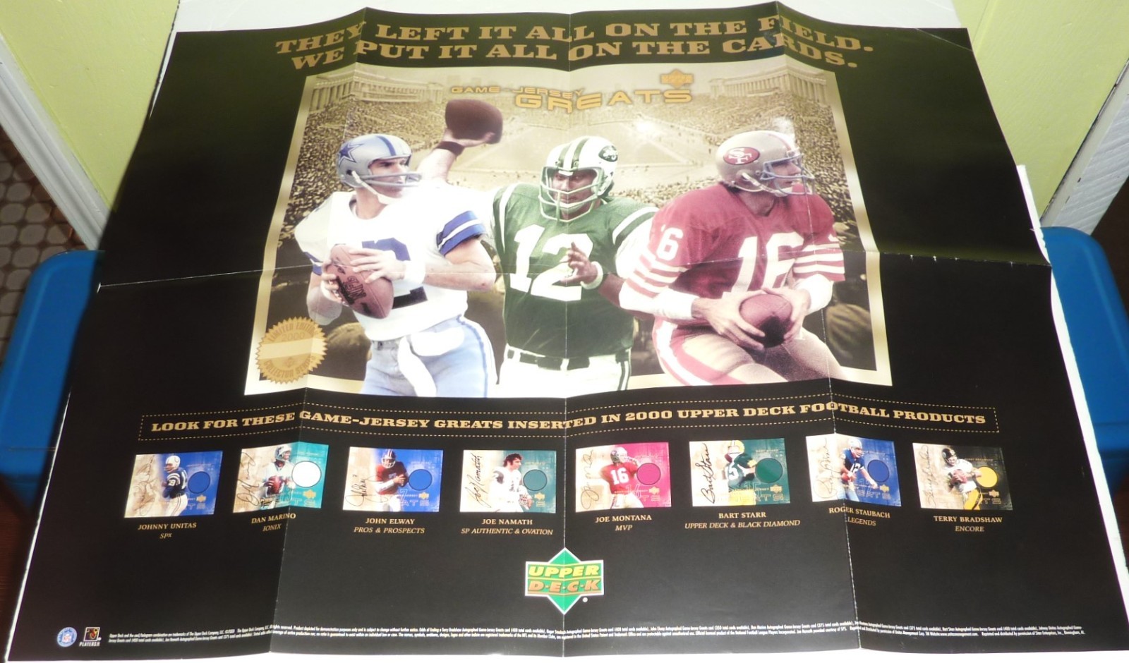 23" x 29" PROMOTIONAL POSTER UPPER DECK FOOTBALL "GAME JERSEY GREATS ...