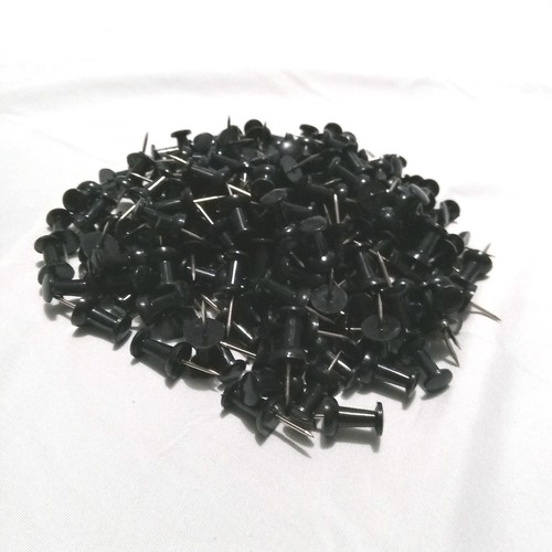 200 Count Black Push Pin Thumb Tacks with Steel Point and Plastic Head ...