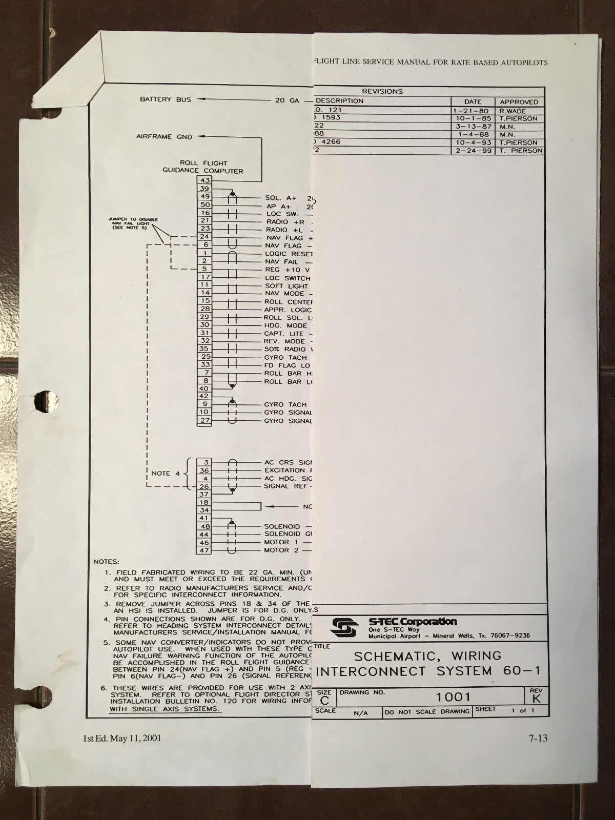 S-tec System 60-1 Autopilot Schematic, Installation Wiring Interconnect ...