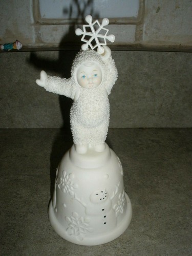 DEPT 56 SNOWBABIES SNOWBELL PORCELAIN BELL Snowman Snowflakes 6.5" x 3 ...