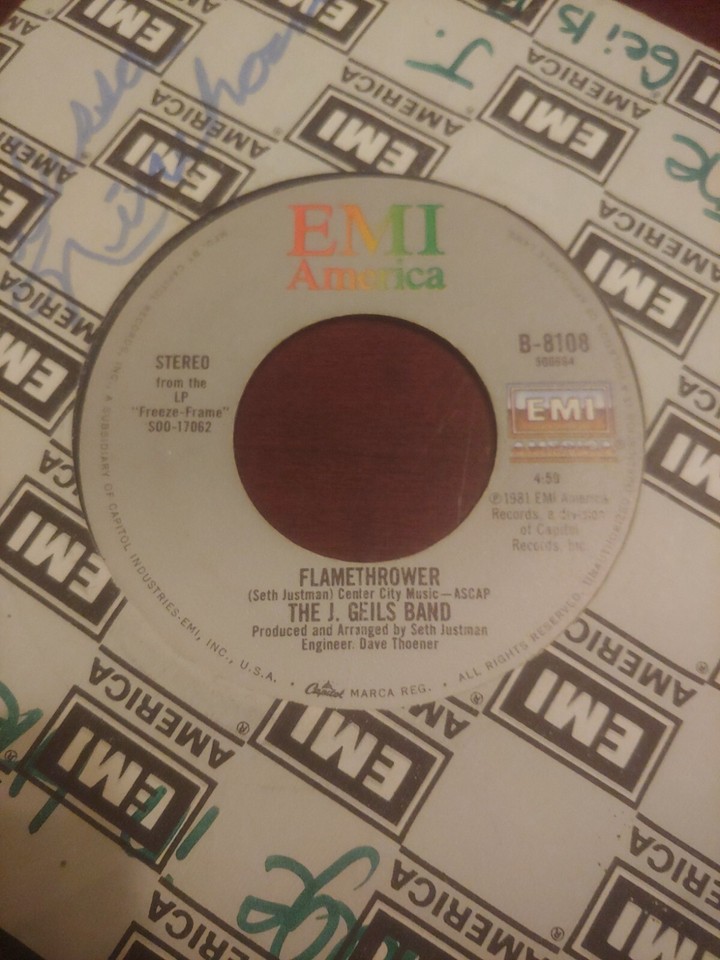 THE J. GEILS BAND - FREEZE FRAME / FLAMETHROWER 7" 45RPM VINYL RECORD ...