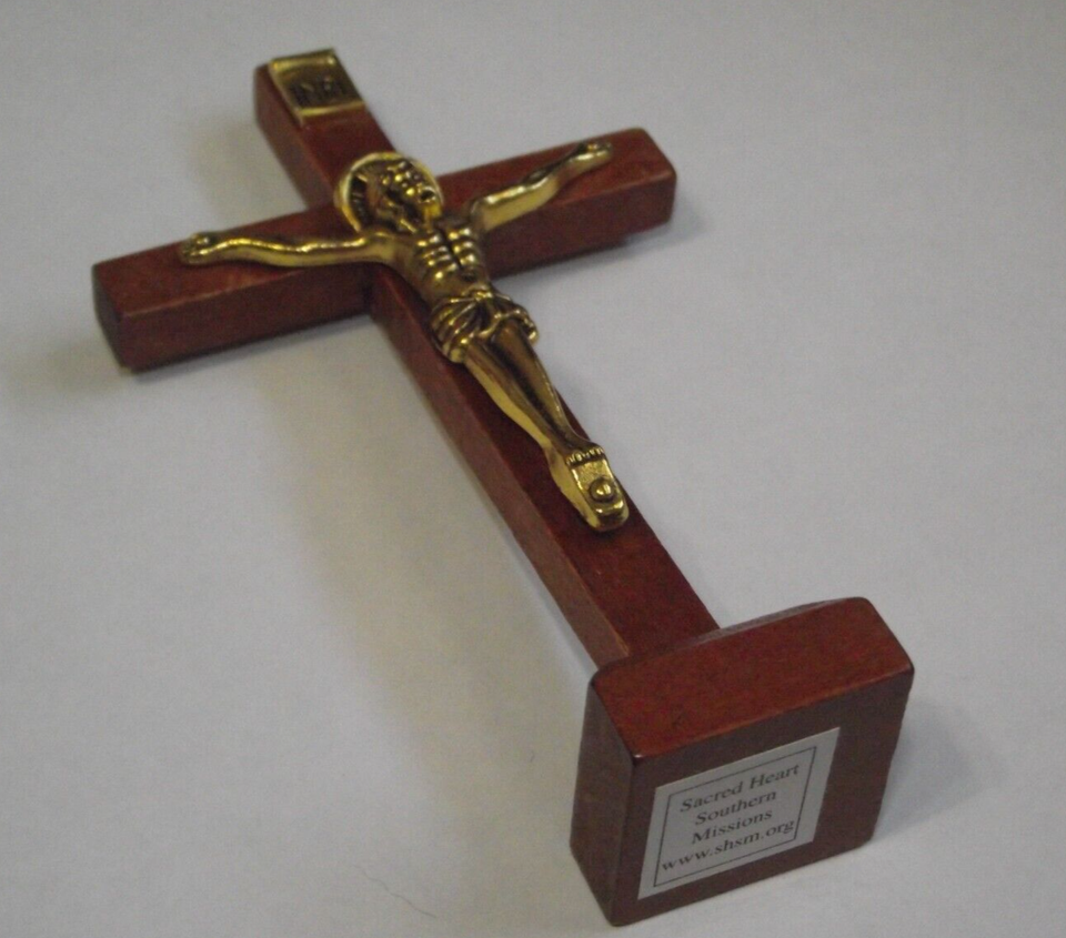 Sacred Heart Southern Missions free standing 4" wood crucifix altar ...