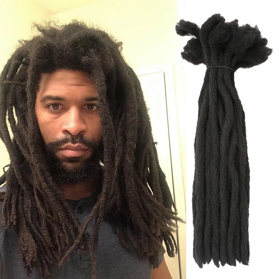 100% Real Human Hair Dreadlock Extensions for Man/Women Full Head ...