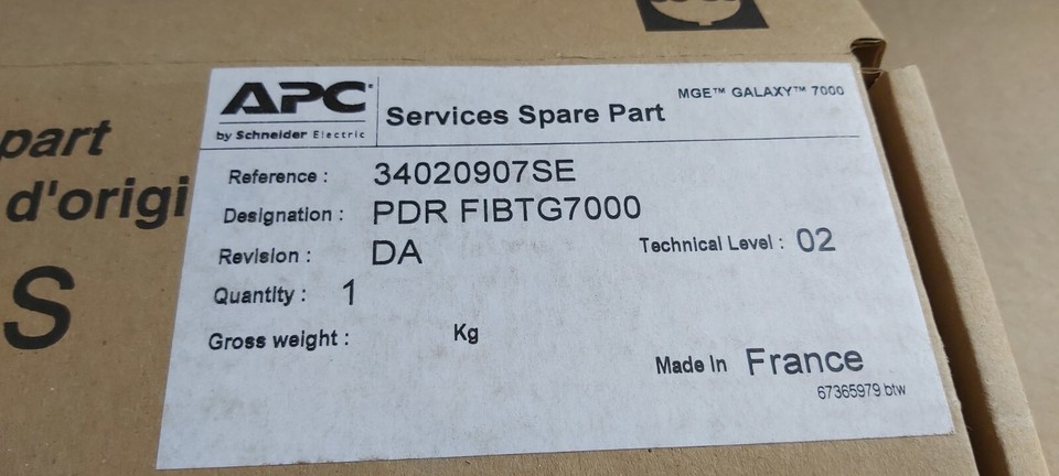 New Schneider 34020907SE PDR FIBTG7000 APC MGE Galaxy 7000 Make Offers ...