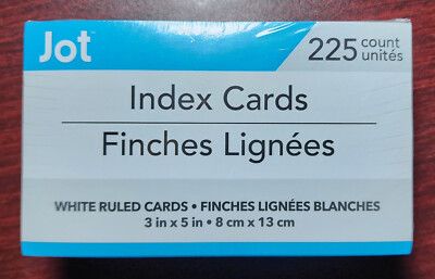 Jot Brand White Ruled 3" x 5" Index Cards - 225 Count NEW ~Fast Free ...
