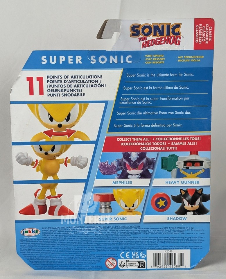 JAKKS Pacific 2023 Classic Sonic the Hedgehog Super Sonic with Spring ...
