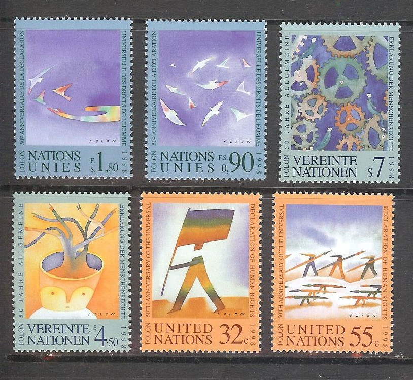 United Nations MNH 1998 Human Rights Singles from all 3 Offices | eBay