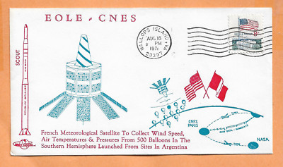 EOLE CNES FRENCH SAT LAUNC AUG 16,1971 WALLOPS ISLAND ORBIT SPACE COVER ...