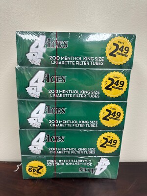 4 Aces MENTHOL KING Size RYO Cigarette Tubes 200ct Box (5 Boxes)~Ships ...