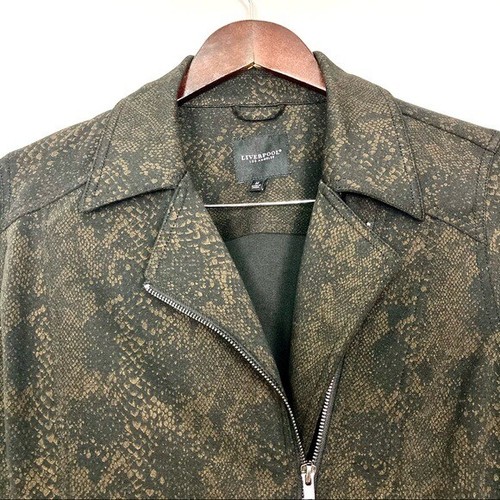 Liverpool Metallic Python Moto Jacket Women's Size M Asymmetrical Zip ...