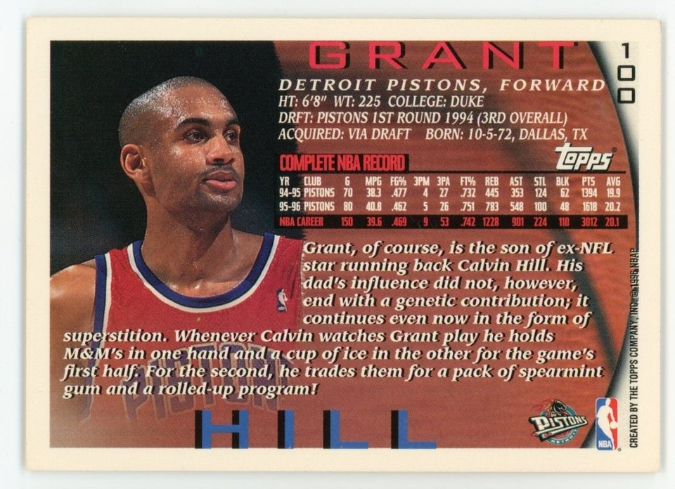 1996-97 Topps Grant Hill #100 HOF | eBay