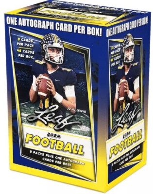 NFL Leaf 2024 Football Trading Card BLASTER Box [9 Packs, 1 Autograph ...