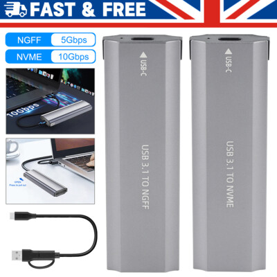 M.2 NVMe/SATA SSD Enclosure Caddy USB 3.1 Type C M2 PCIe NGFF Adapter 5 ...