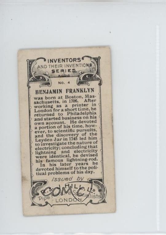 1907 Hill Inventors and Their Inventions Benjamin Franklin #4 11bd ...