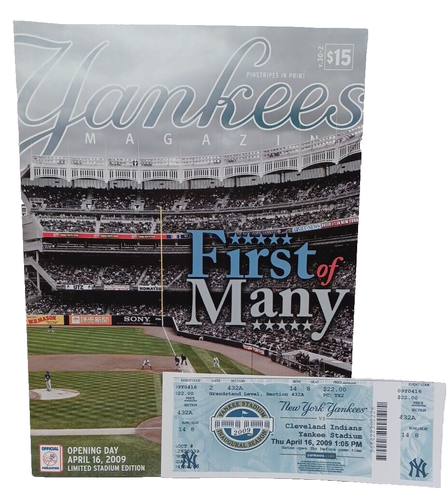 2009 NY Yankees Opening Day Program With Game Ticket 4/16/09 New ...
