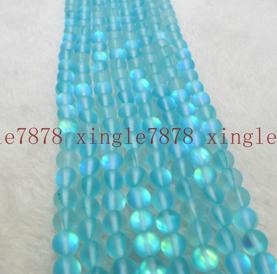 6/8/10mm Natural Blue Gleamy Moonstone Round Gemstone Loose Beads 15 ...