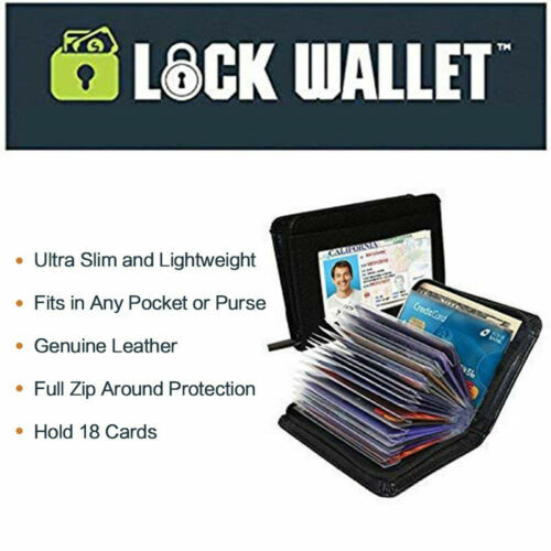 18 Cards Mens Leather Credit Card Holder Wallet Money Case RFID Blockin ...