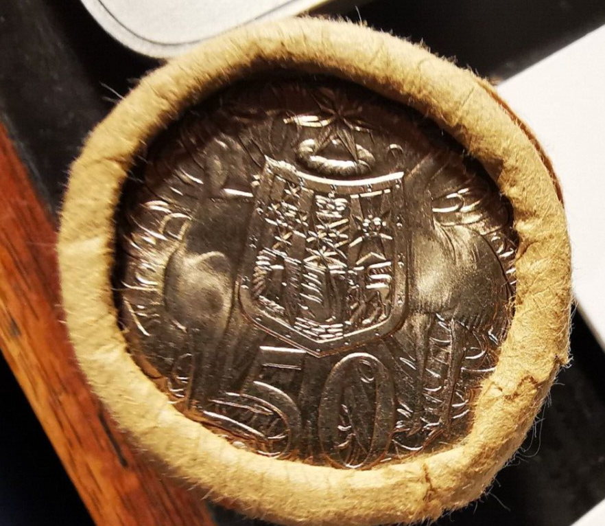 1984- BANK ROLL - UNC. 20 x 50c COINS - RAM - UNOPENED - HEAD TO TAIL ...