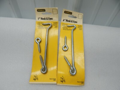 Lot of 2, Stanley 6" Zinc Plated Hook & Eye, 75-0720 CD8440-6 | eBay