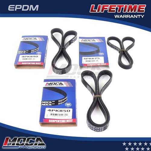 3 Serpentine Drive Belt for Hyundai 05-09 Tucso n 3PK675 4PK850 4PK890 ...