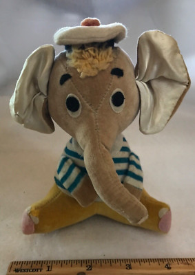vintage 1960 s dakin dream pets sawdust plush elephant w/ shirt & beret ...