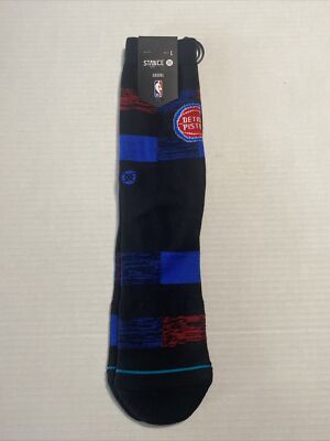 Stance Adult Black Crew NBA Basketball Detroit Pistons Cryptic Socks Sz ...