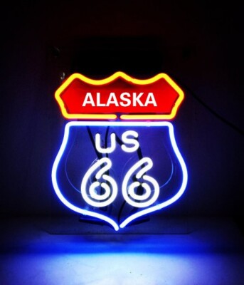 Route 66 Alaska Neon Light Sign 14"x9" Lamp Beer Bar Pub Wall Hanging ...