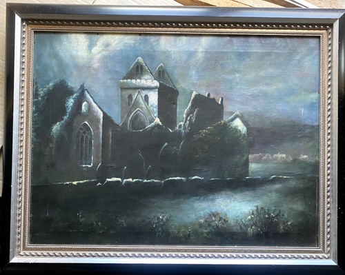 Oil Painting Romantics Castle Sweetheart Abbey Dumfries Um 1870 Antique ...