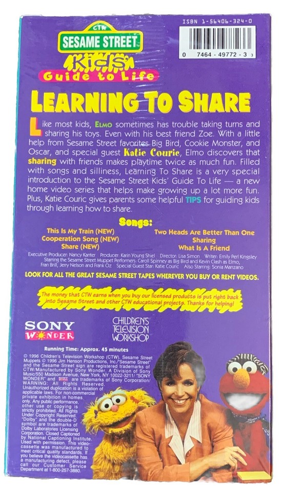 Sesame Street - Kids Guide to Life: Learning to Share (VHS, 1996 ...