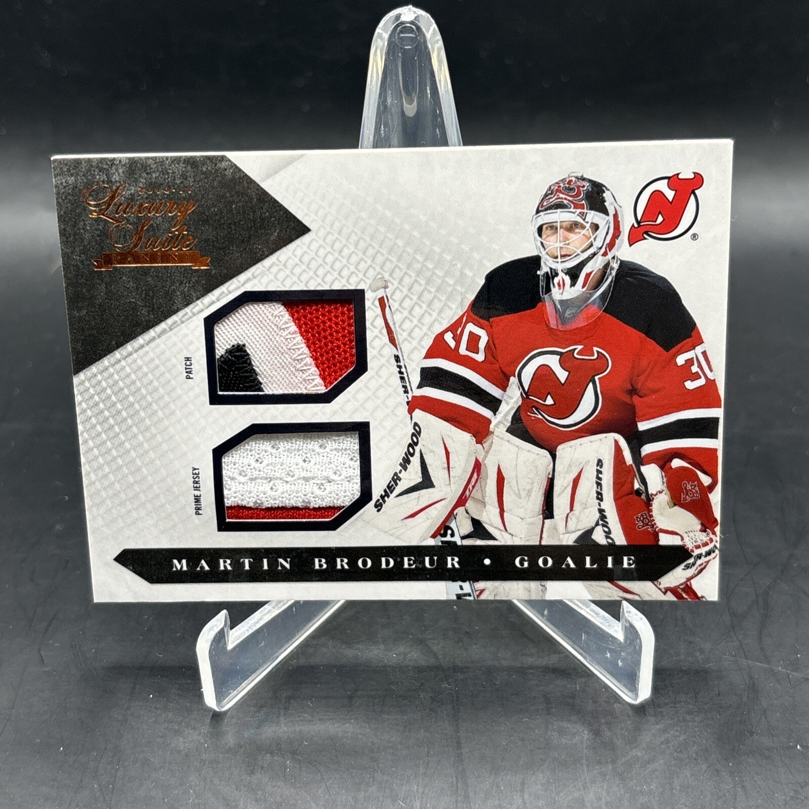 Martin Brodeur 2010-11 Luxury Suite Game Used 3 Color Patch /20 Nasty ...