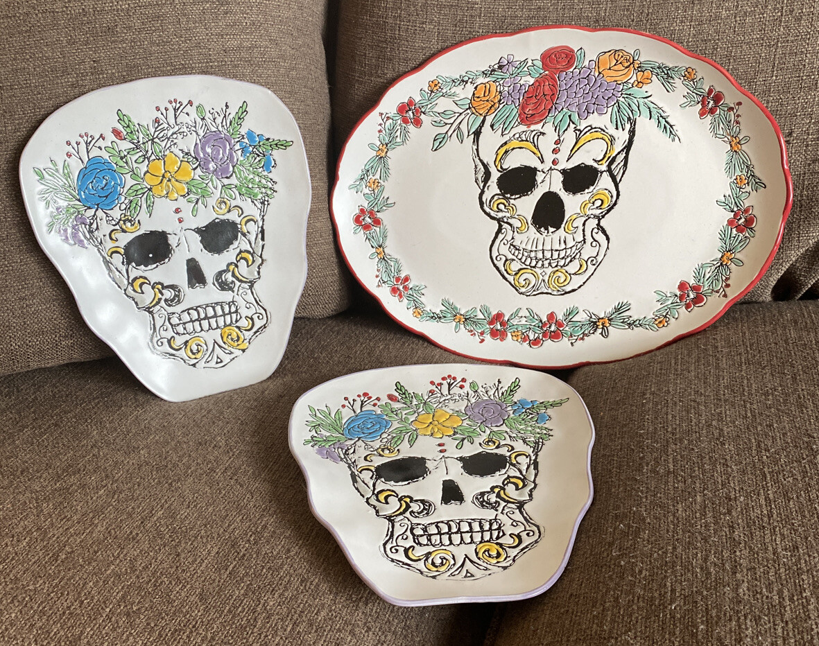 Spectrum Designz Day of the Dead Sugar Skull Accent Platter Plates ...