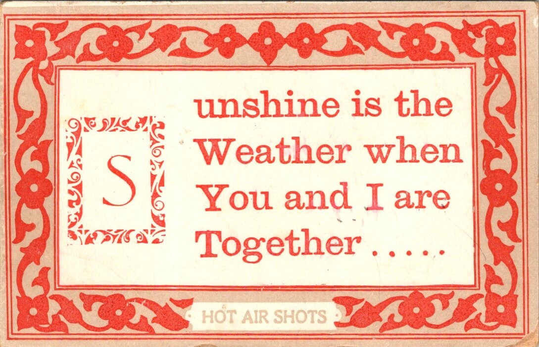Vintage Postcard- Sunshine is the Weather-romance pc Hot air shots ...
