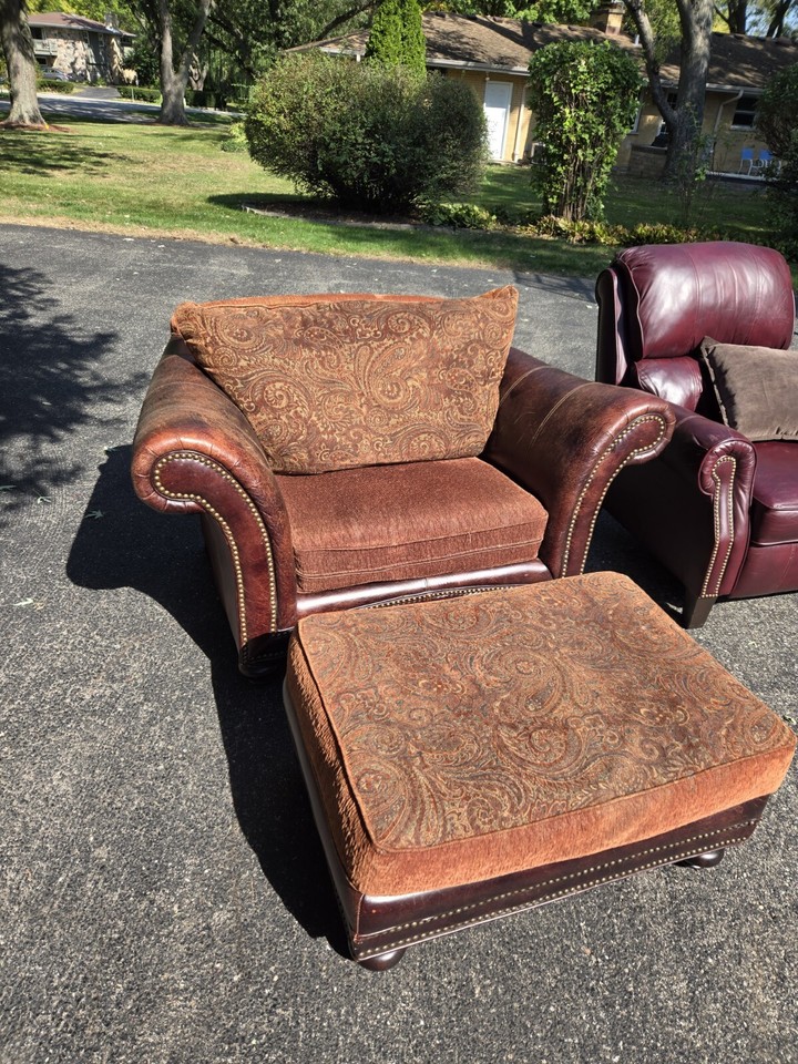 Lane Furniture Leather Recliner Armchair And Ottoman | eBay