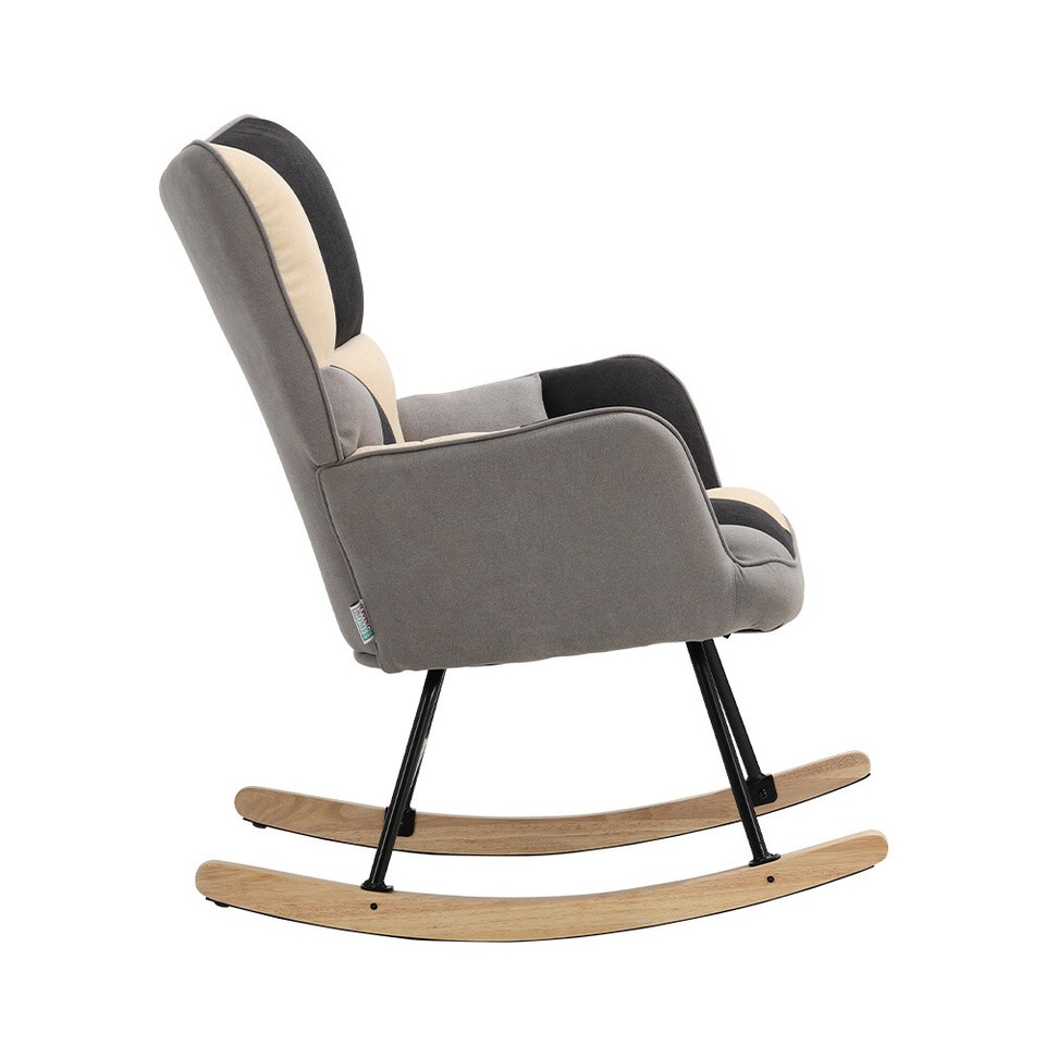 Sherpa Rocking Chair Solid Wood Leg Rocker Armchair Recliner Living ...