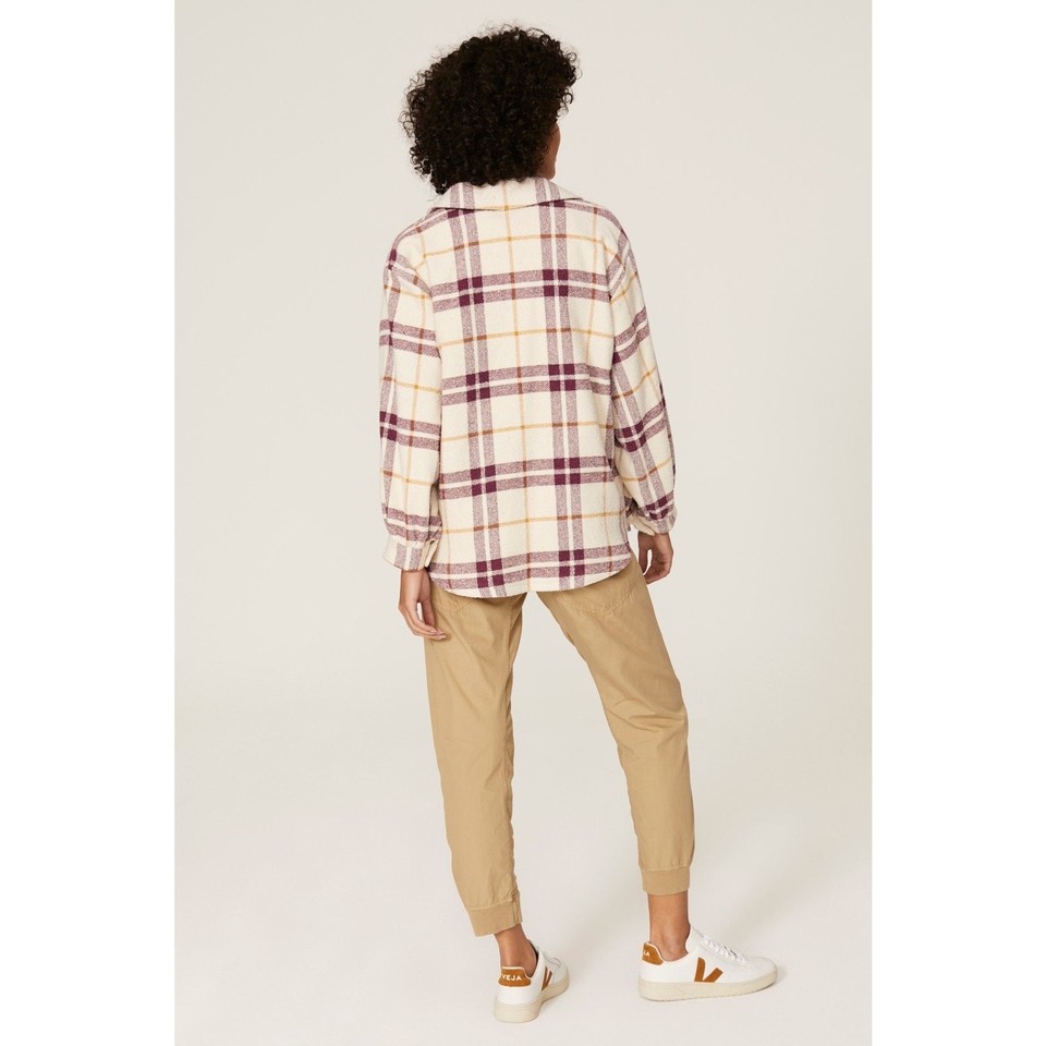 Ba&sh Sz Medium Plaid Purple Yellow Cream Qetsia Wool Button Overshirt ...