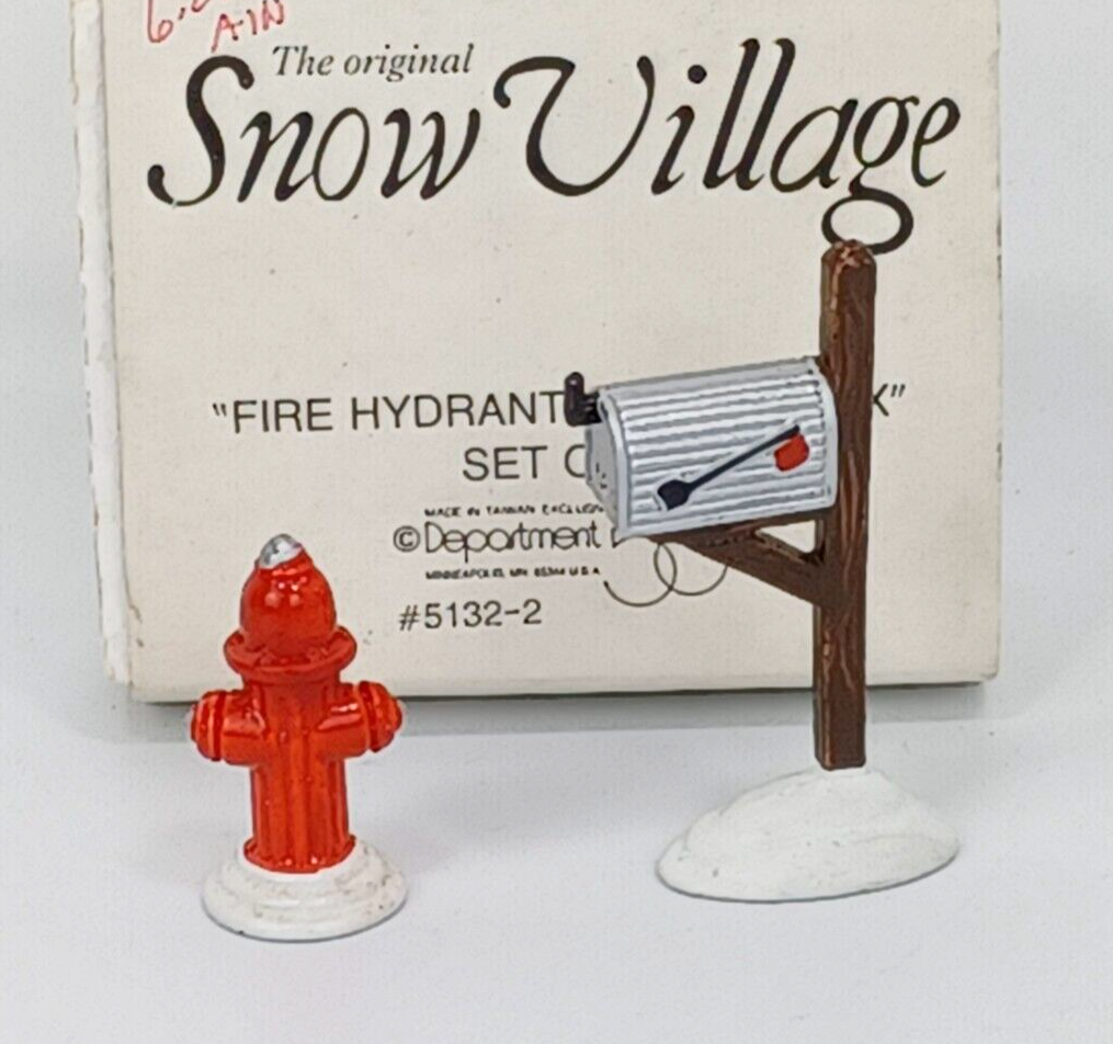 Dept 56 FIRE HYDRANT & MAILBOX Christmas Snow Village Accessories 5132 ...