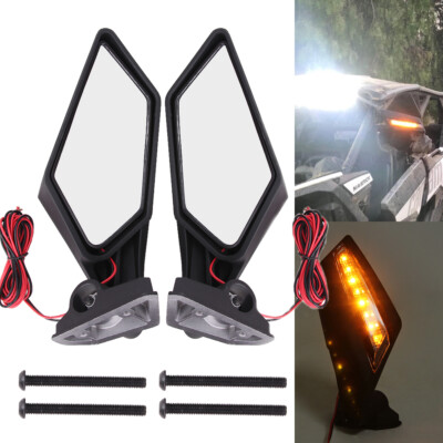 LED Turn Signal UTV Racing Side Mirrors For Can-Am Maverick X3 R / MAX ...