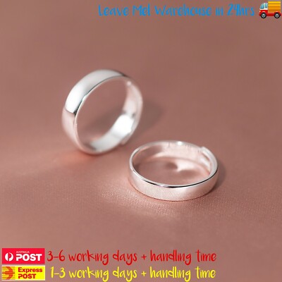 999 Sterling Silver Ring Finger Band Solid2.5g Adjustable Gift Fashion ...