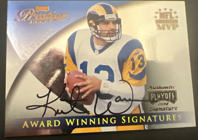 Kurt Warner signed 2000 Playoff Prestige Award Winning Signatures RARE ...