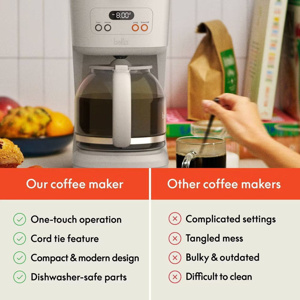 bella 12 Cup Programmable Coffee Maker Oatmilk | eBay