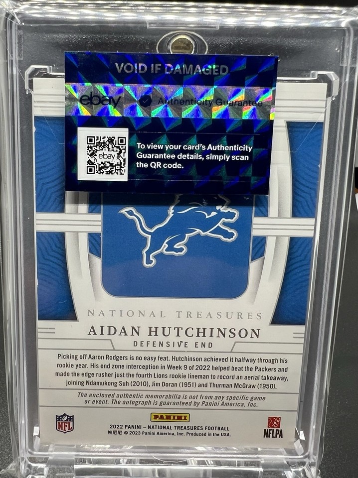 2022 National Treasures AIDAN HUTCHINSON Rookie RC Gear NFL Laundry Tag ...
