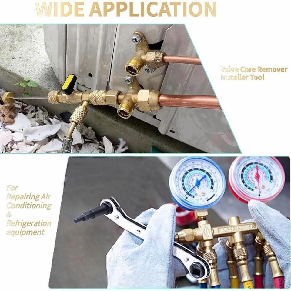 HVAC Wrench Tool AC Schrader Valve Core Remover Set 1/4 and 5/16 Port ...