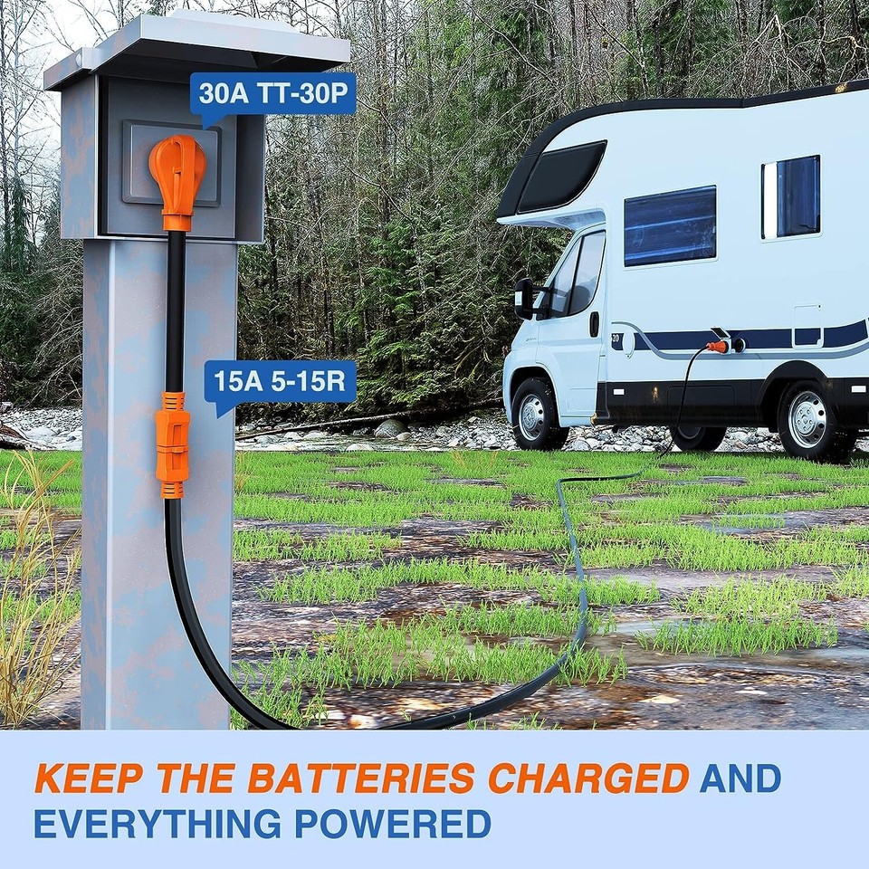 Nilight RV Power Adapter Cord 30 Amp to 15 Amp Pure Copper Heavy Duty ...
